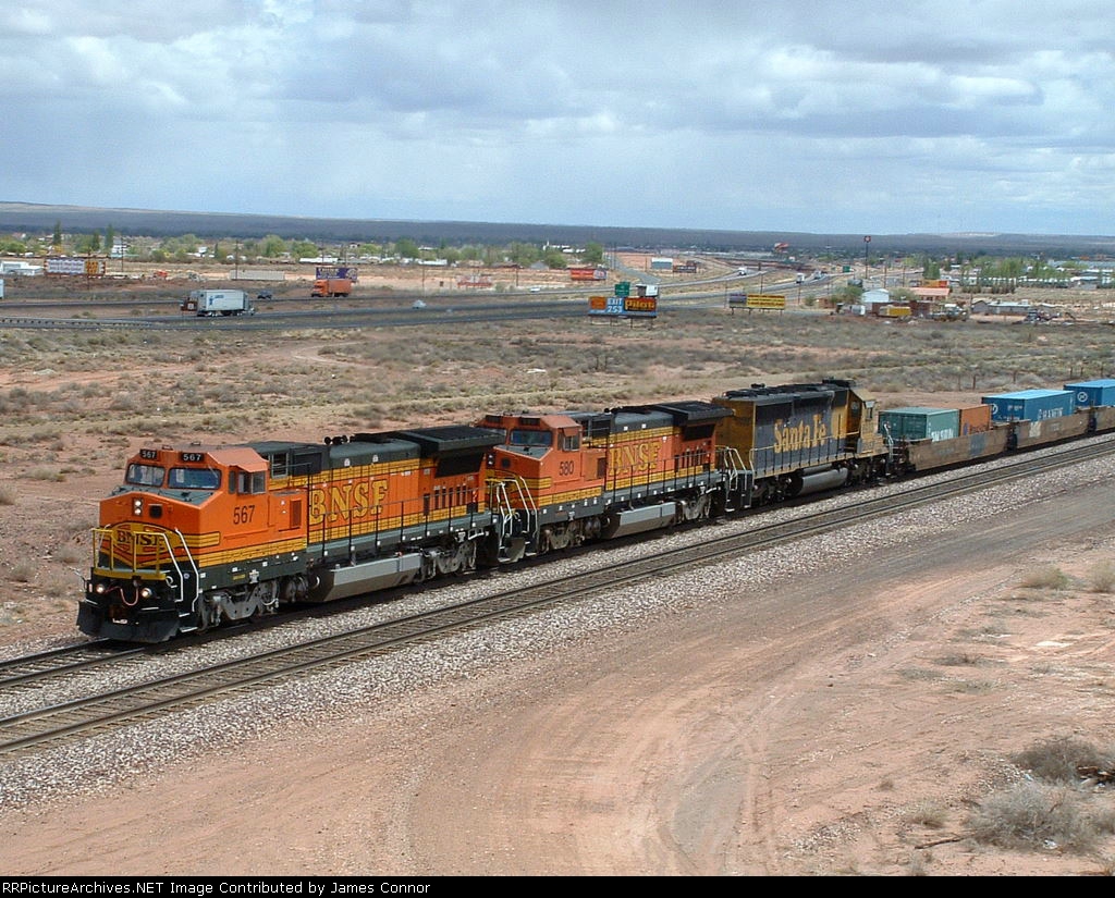 BNSF 567 Leads a Stack Train